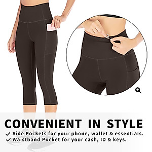 Ewedoos Womens Yoga Pants with Pockets Capri Leggings for Women Tummy Control Workout Leggings Compression Capris Pants
