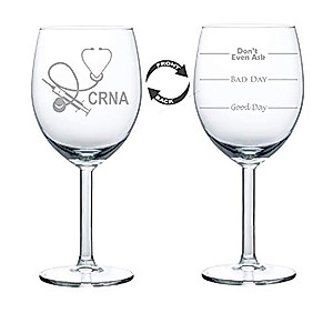 Wine Glass Goblet Two Sided CRNA Nurse Anesthetist Anesthesiology (10 oz)