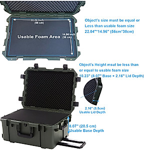 Regetek 27 Inch Waterproof Hard Case with Wheels,Customizable Foam,Rolling Hard Case for cameras,lenses, Camcorder,Drone,Instrument,equipment, tool, IP67,Shockproof,Gear Roller Case 27"x 20"x 13"
