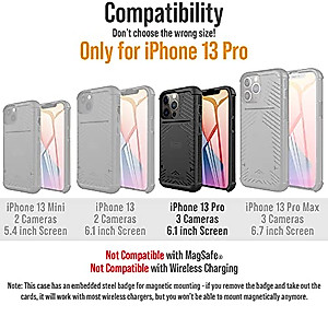 Scooch iPhone 13 Pro Case with Card Holder [Wingmate] iPhone 13 Pro Wallet Case with Card Kickstand [Slim & Minimal] 10-Foot Drop Protection, Magnetic Back for Car Mounts (Black)