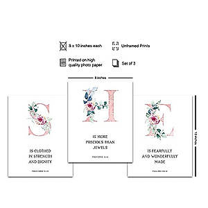 Religious Art & Wall Decor - She Is Clothed With Strength And Dignity - Fearfully And Wonderfully Made - She Is More Precious Than Jewels - Proverbs 31 -Psalm 139 Wall Art - Christian Gifts for Women