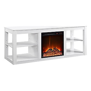 Beaumont Lane Electric Fireplace Heater TV Stand Console in White