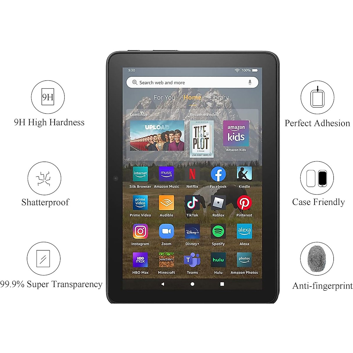 3 Pack Screen Protector for All-New Fire HD 8/HD8 Plus/Fire HD 8 Kids/Fire HD 8 Kids Pro Tablet (12th &10th Generation, 2022&2020 Released),Tempered Glass 9H Hardness Anti Scratch Clear, 8-inch