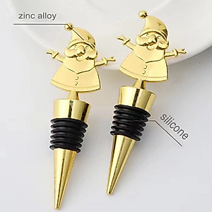 Christmas Wine Stopper Gift Deer Bottle Stopper Metal Wine Saver with Silicone Grip for Beverage Party Supplies Wine Accessories Pack of 2 by Figgy House(Santa+Deer)