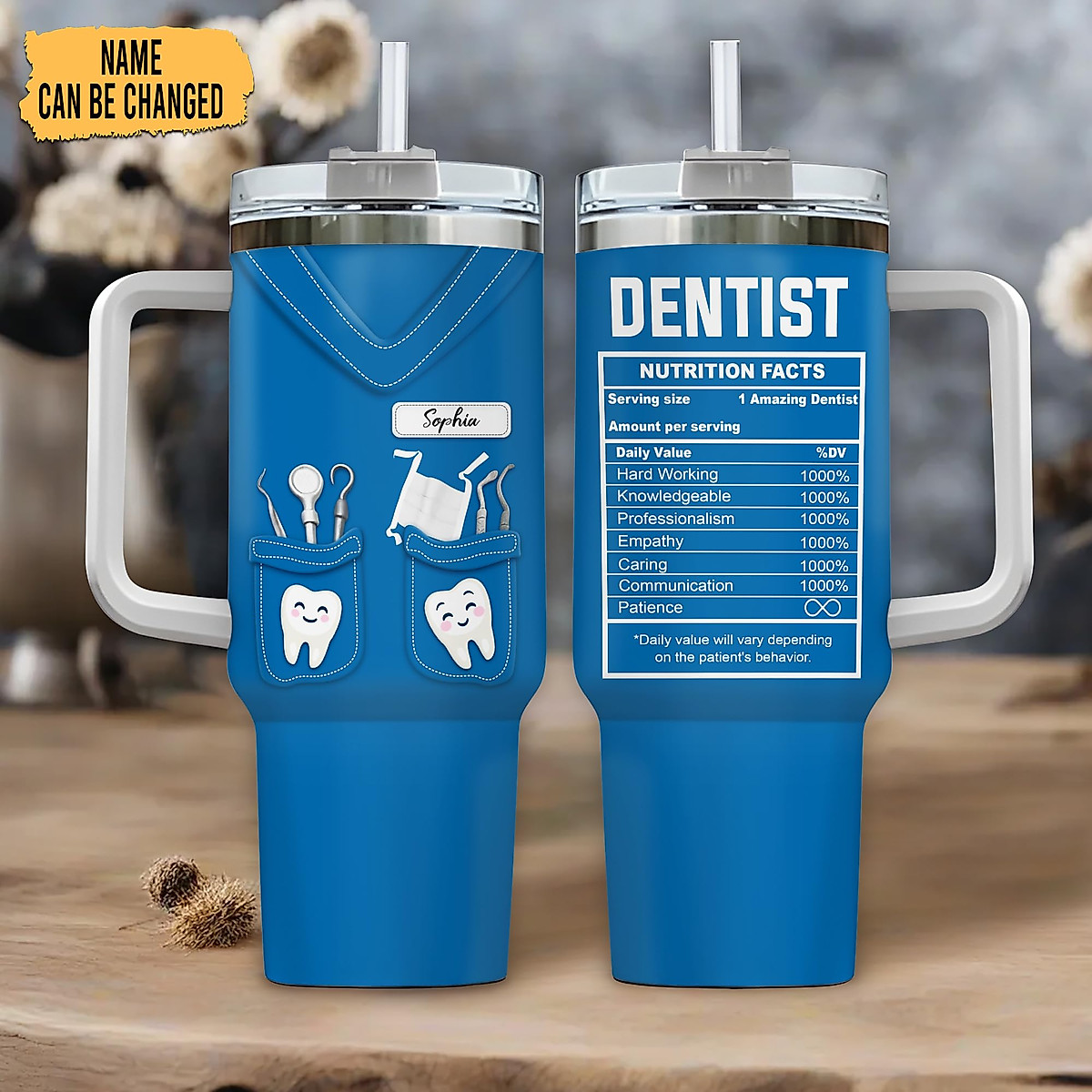 Hyturtle Personalized Dentist Tumbler - Dentist Gifts For Women Men - Dental Assistant Gift - Dental Hygienist Gifts - Dentist Appreciation Gifts - Custom Name Tumbler 40oz Stainless Steel Coffee Cup