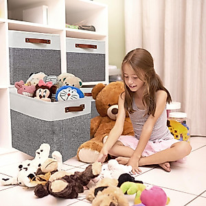 Baskets for Storage Organizing Shelves, Closet, Collapsible Storage Bins for Clothes, Home, Office, Nursery, Toys (Gray and White)