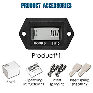 Runleader Digital Hours Counter,AC/DC 5V to 277V for Garden Tractor Generator Scooter Club Car Forklift Leaf Trimmer etc.