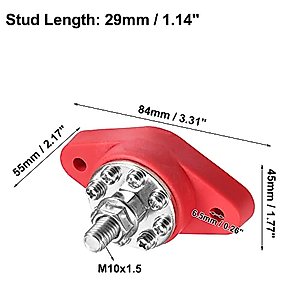X AUTOHAUX 1 Set 3/8" Power Distribution Block 8 Point Bus Bar 18 Screws Terminal Block with Cover for Boat Car Marine Battery Junction Block Plastic Metal Red