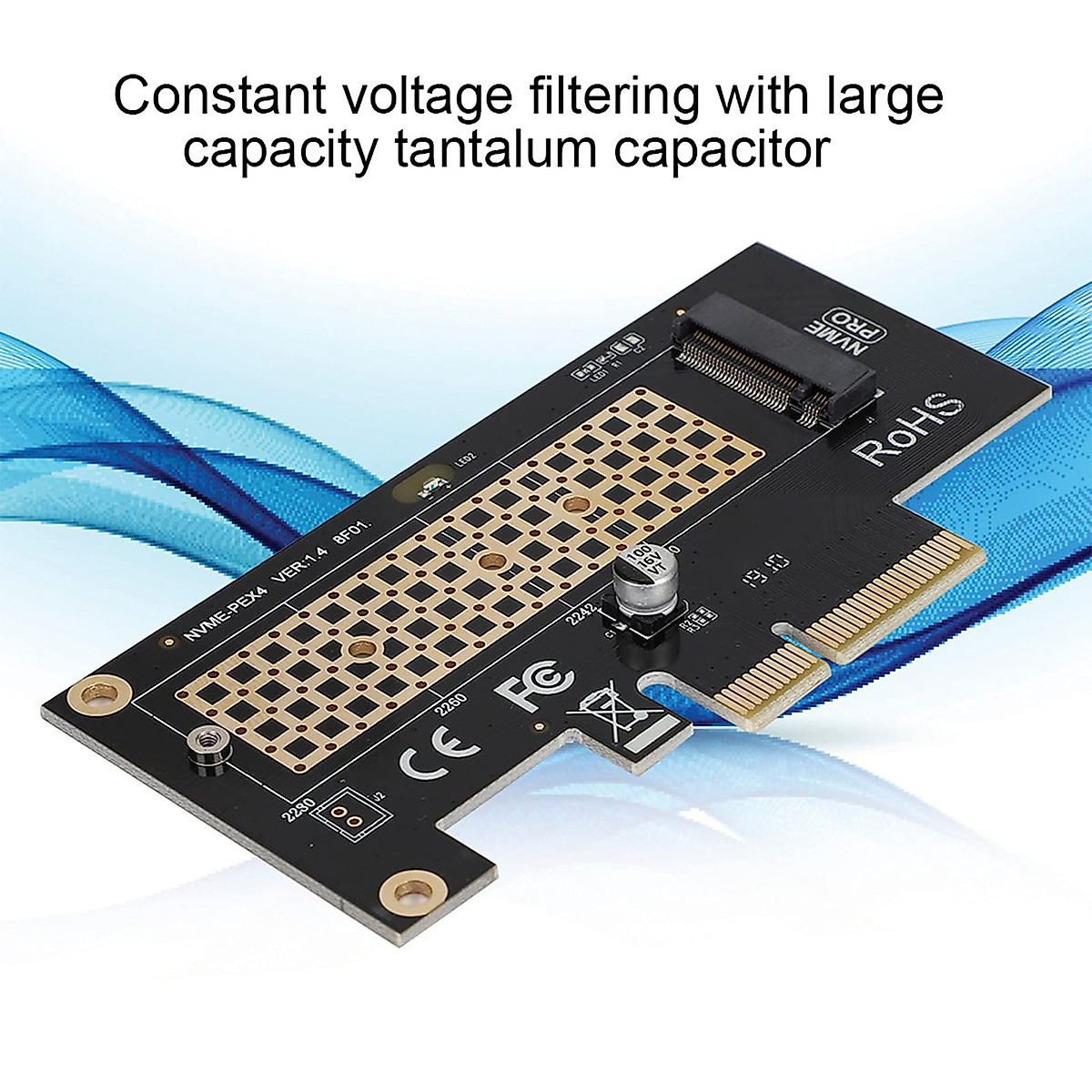 PCIe NVMe Adapter, M.2 NVMe (M Key) SSD to PCI-Express 3.0 GEN3 X4, Support M.2 NVMe 2230 2242 2260 2280 SSD, High Speed 40Gbps