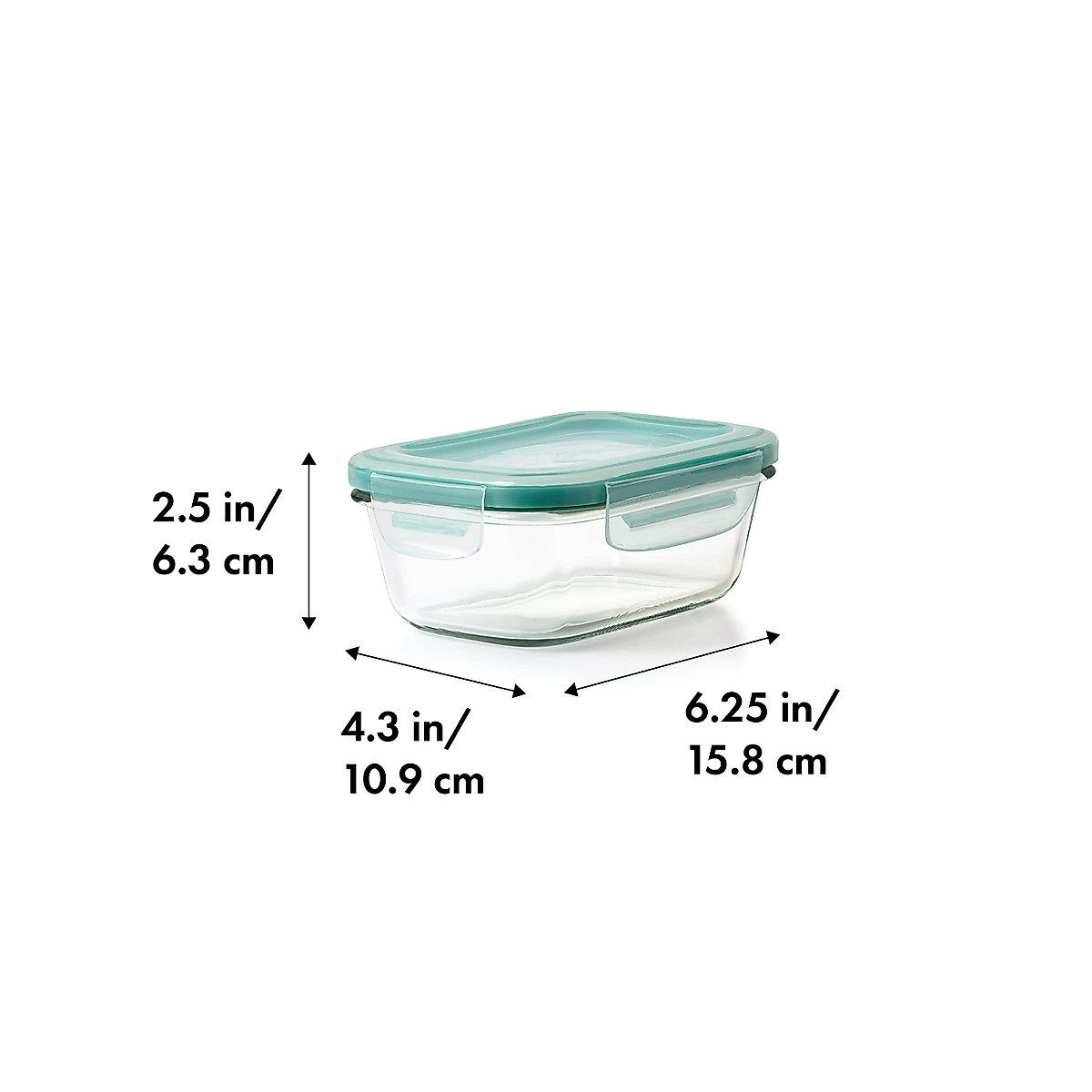 OXO Good Grips 1.6 Cup Smart Seal Leakproof Glass Rectangle Food Storage Container (Pack of 2)