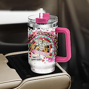 99WHALE Coffee Straws Student Practitioner Cup Er Cups Leopard Travel Women Nurses Print For, Nurse Gifts, Tumbler 40 Oz With Handle Lid And Straw, Nurse Rainbow Collaboration
