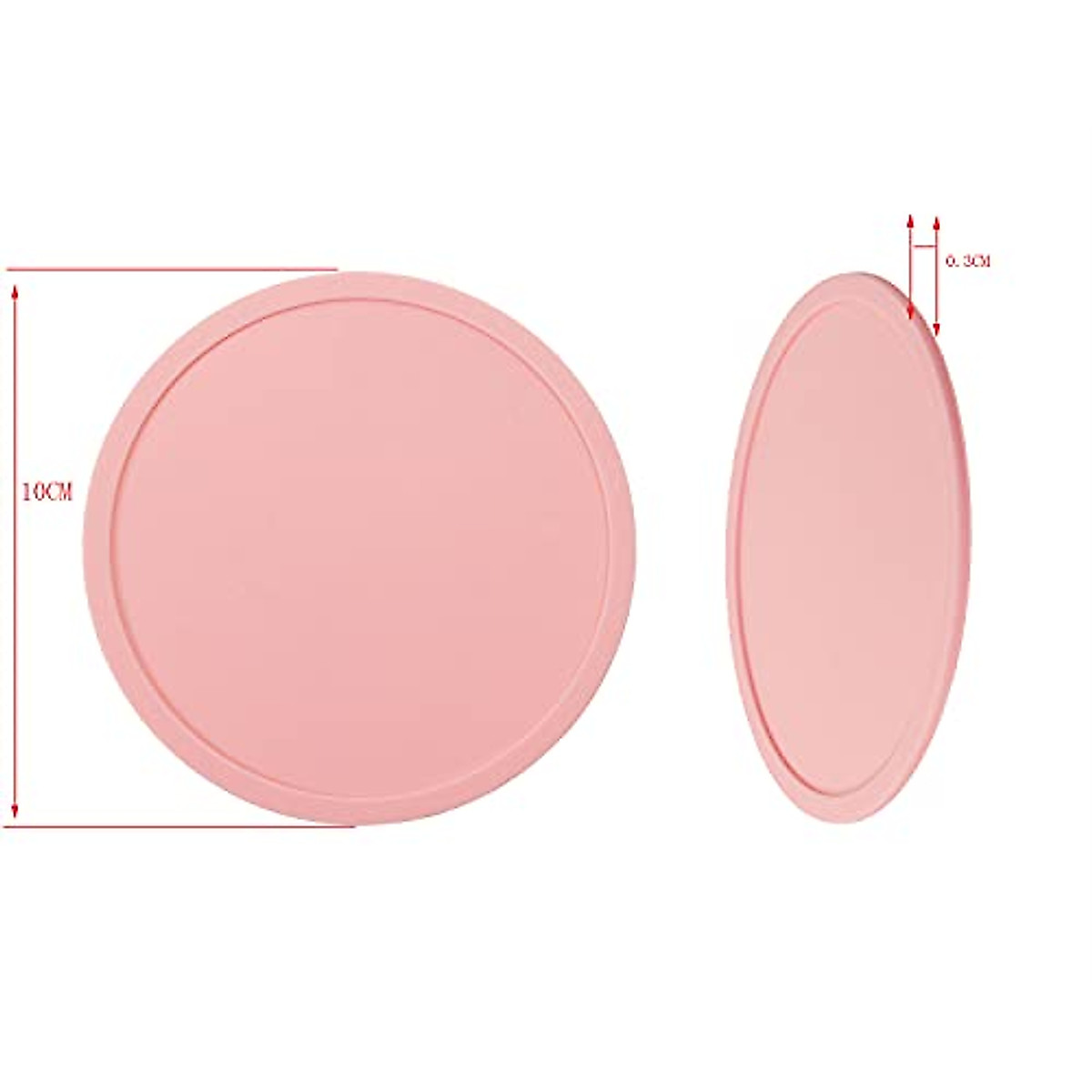 ONLYKXY 3 Pieces 3.93 Inch Silicone Coasters, Round Coasters for Drinks, Beverage Coffee Tea Coaster (Pink)