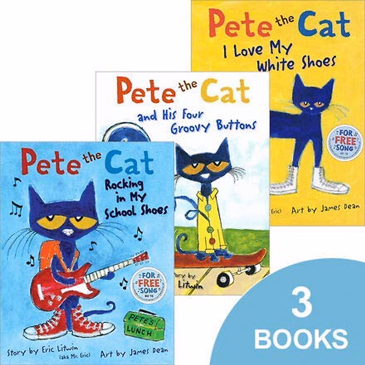 Pete the Cat Set (Pete the Cat I Love My White Shoes, Pete the Cat Rocking in My School Shoes, and Pete the Cat and His Four Groovy Buttons) by Eric Litwin (2013) Paperback