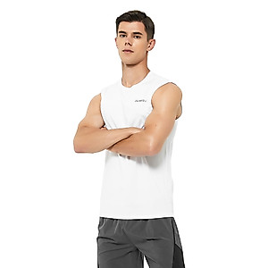 DEMOZU Men's Sleeveless Workout Swim Shirts Quick Dry Athletic Running Gym Muscle Shirts Beach Tank Top Big and Tall, White, 3XL
