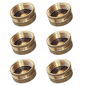 HQMPC Garden Hose Cap with Washer Brass Hose End Garden Hose Connector Brass Cap 3/4" NH 6Pcs Garden Hose Female Fitting Cap