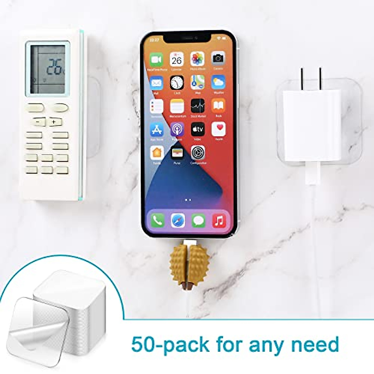 50 Pieces Double Sided Pads Adhesive Tape Clear Sticky Gel Pads Washable Traceless Gel Mounting Pads Removable Adhesive Double Sided Pad for DIY Office Cushion Gripping, 2.4 x 2.4 Inches