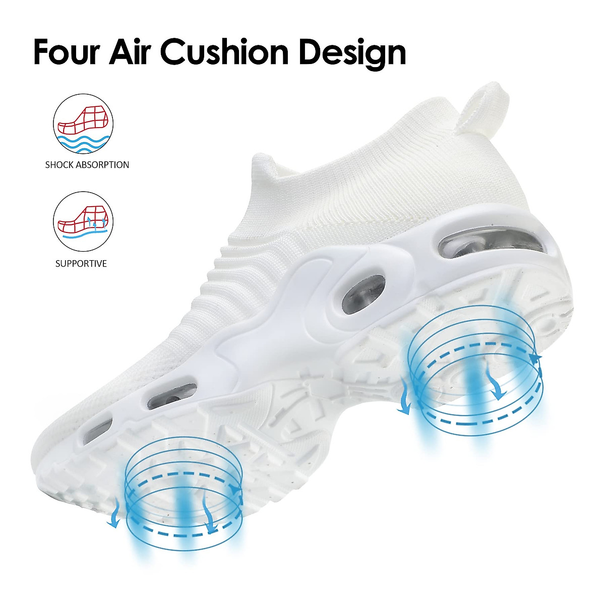 COASIS Women's Walking Shoes Slip on Sock Sneaker Mesh Air Cushion Work Nurse Shoes, Size 7, White