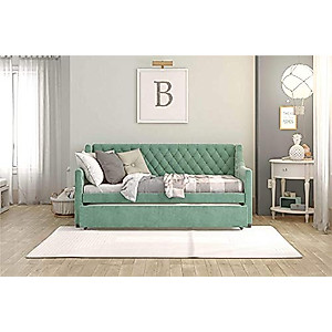 Little Seeds Ambrosia Diamond Tufted Upholstered Design Daybed and Trundle Set, Twin Size Frame, Teal