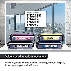 MYSS [4-Pack,1BK+1C+1Y+1M] TN-221 TN-221BK TN-221C TN-221Y TN-221M Toner Cartridge Compatible TN221 Toner Replacement for Brother HL-3180CDW MFC-9340CDW DCP-9020CDN Printers Toner Sold by MRYMYGS