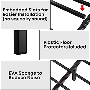 LIKIMIO Bed Frame King, Metal Platform Bed with 2 Industrial Wood Storage Drawers and 12 Strong Steel Slats, No Box Spring Needed/Easy Assembly/Noise-Free/Space-Saving