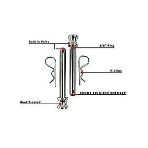 Corrosion-Resistant 5/8" Pins for BulletProof Hitches (Sold as Pair), Stainless Steel with Electroless Nickel Plating (Rated to 36,000lbs)