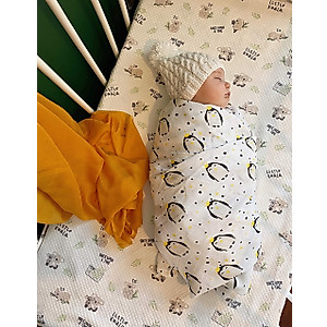 ipek kehribar Baby Muslin Swaddle Blankets Unisex 100% Cotton Ultra Soft, Multipurpose, Baby Swaddle Blanket for Boys and Girls, 43 X 43 inch 1 Pack/Penguin