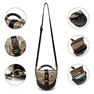 YQBUER Vintage Shoulder Messenger Bag Leather Embossed European and American Handbags (Size : 20cm-18cm-7cm)