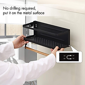 KES Magnetic Paper Towel Holder for Refrigerator Matt Black Magnetic Spice Rack Magnetic Shelf Refrigerator Organizer Wall Mount , KRR501A-BK