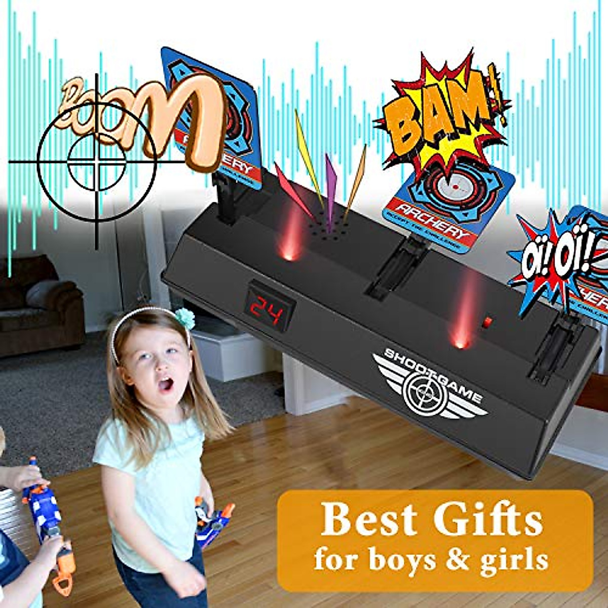 Electronic Shooting Target for Nerf Guns, Auto Reset Digital Scoring Targets for Shooting for Kids, Ideal Toys for 3 4 5 6 7 8 9 10+ Year Old Boys and Girls, Stocking Stuffers for Kids