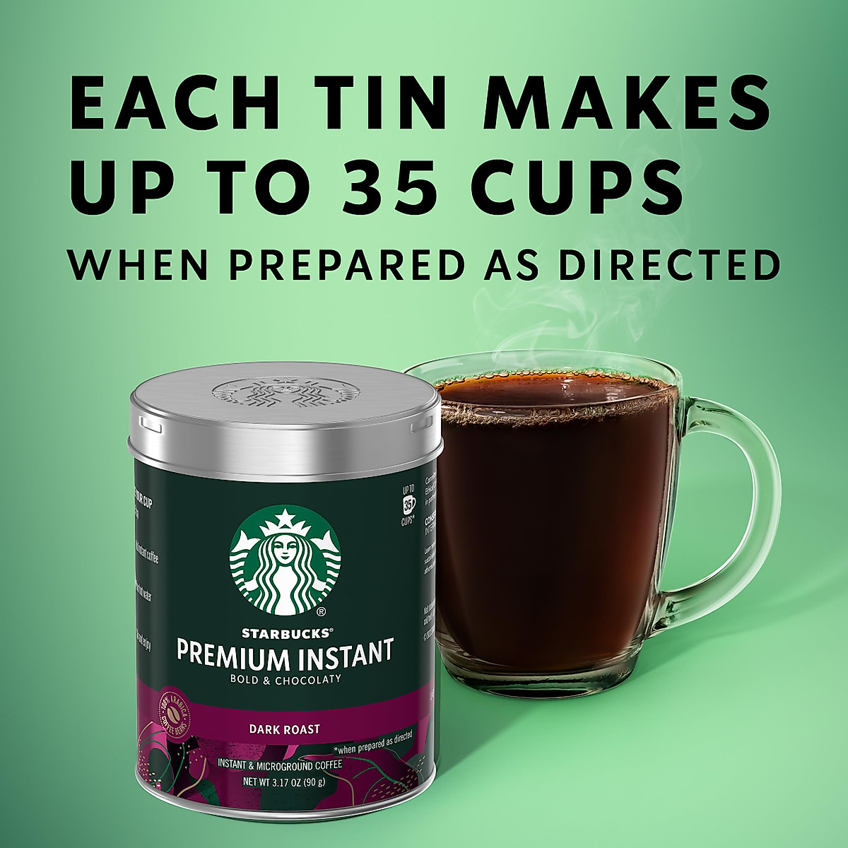 Starbucks Premium Instant Coffee — Dark Roast — 100% Arabica — 3 Tins (up to 120-cups total)