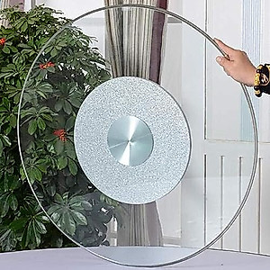 Lazy Susans Turntable Glass Lazy Susan Serving Turntable, 50-120cm, 360-Degree Free Rotating Anti-tilt Spinning Dining Table Centerpiece ， Serving Platters For Kitchen Dining Table Hotel (Color : Sil