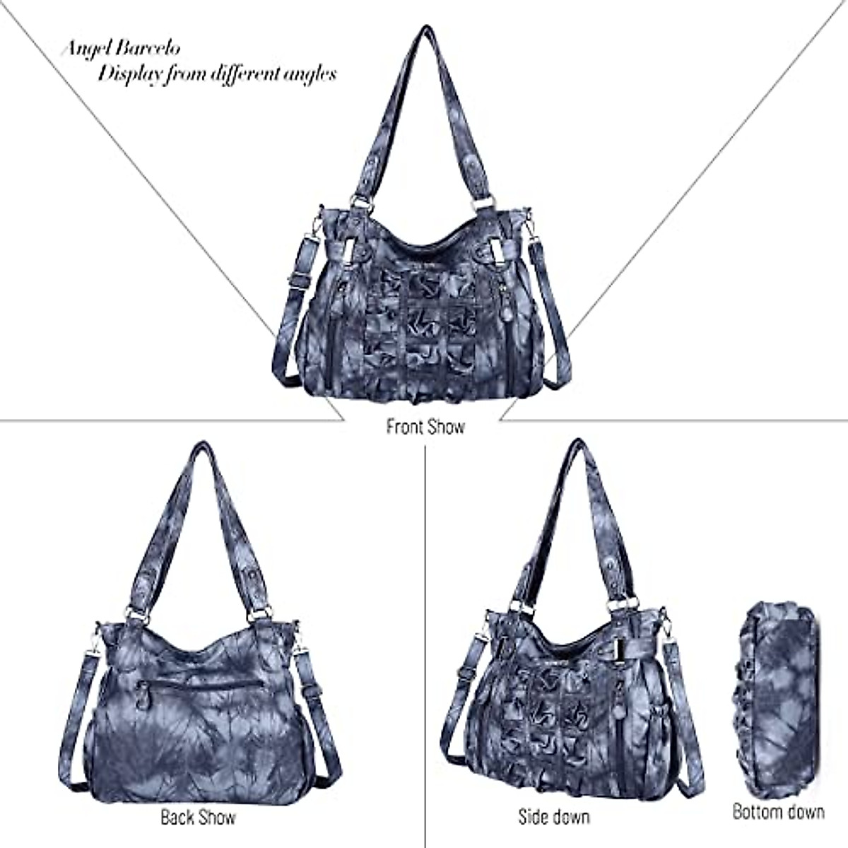 Angel Barcelo Womens Fashion Handbags Purse Shoulder Bags Tote Bags Ladies Girls Designer Satchel Bags (J.BLUE)