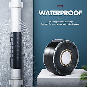 CLAVICHORD Seal Self Fusing Silicone Tape - 1 Inch Wide and 15 Feet Long Weatherproof Self Fusing Silicone Sealing Tape for Emergency Pipeline Repair/Cable Bandage/Tool Fixing（Black）