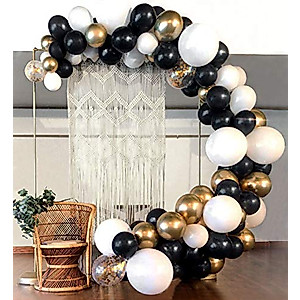 Heboland Black Gold White Balloon Garland Arch Kit 92Pcs Balloons16ft Long for Birthday Party Graduation Event Decorations