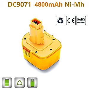 VANON [Upgraded to 4800mAh] Ni-MH 12V DW9071 DC9071 Replacement for Dewalt 12Volt Battery DW9072 DE9037 DE9071 DE9072 DE9074 DE9075 152250-27 397745-01,2-Pack