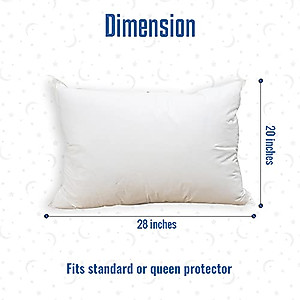 Continental Bedding - Affinity Down Alternative Bed Pillow - 300 Thread Count 100% Soft Cotton Super Standard Queen Size 20x28 Pillow Pack of 2 Best Polyester Pillow for Sleeping