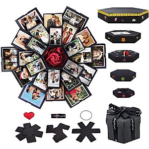 Explosion Gift Box - Photo Box, A Creative Six-sided Gift Box. Love Memory DIY Handmade Photo Album Scrapbook, A Surprising Birthday Gift, Ideal for Weddings, Christmas or Valentine's Day