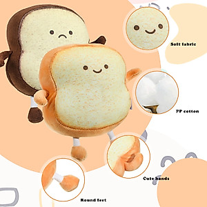 2 Pieces Toast Bread Pillows Bread Shape Pillows 2 Styles Funny Food Bread Pillow Facial Expression Stuffed Plush Toast Sofa Pillow Food Cushion Stuffed Toy for Kids Adults Home Room Decor