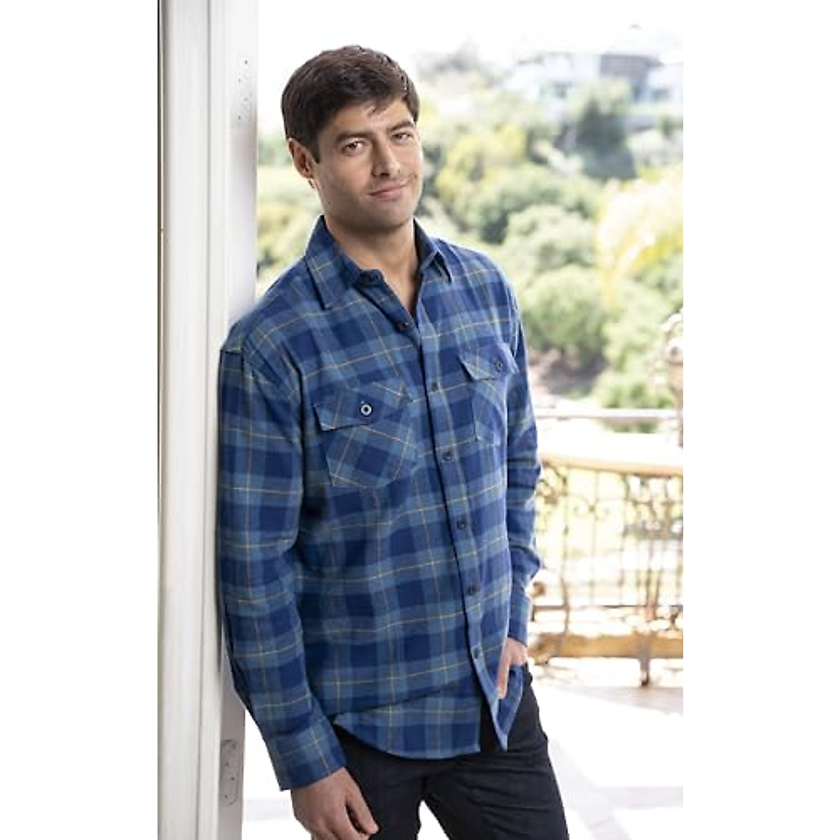 Gioberti Men's 100% Cotton Brushed Flannel Shirt, Black, 5X-Large