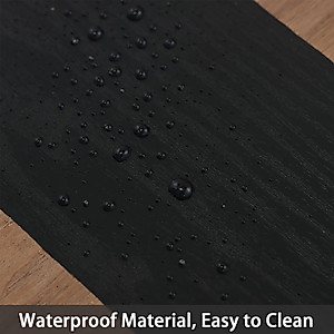 Coengwui Peel and Stick Wallpaper Border Mirror Edging Tape Sticker for Bathroom Kitchen Table Decoration (Wood Grain Black, 32.8ft x 3.9in)