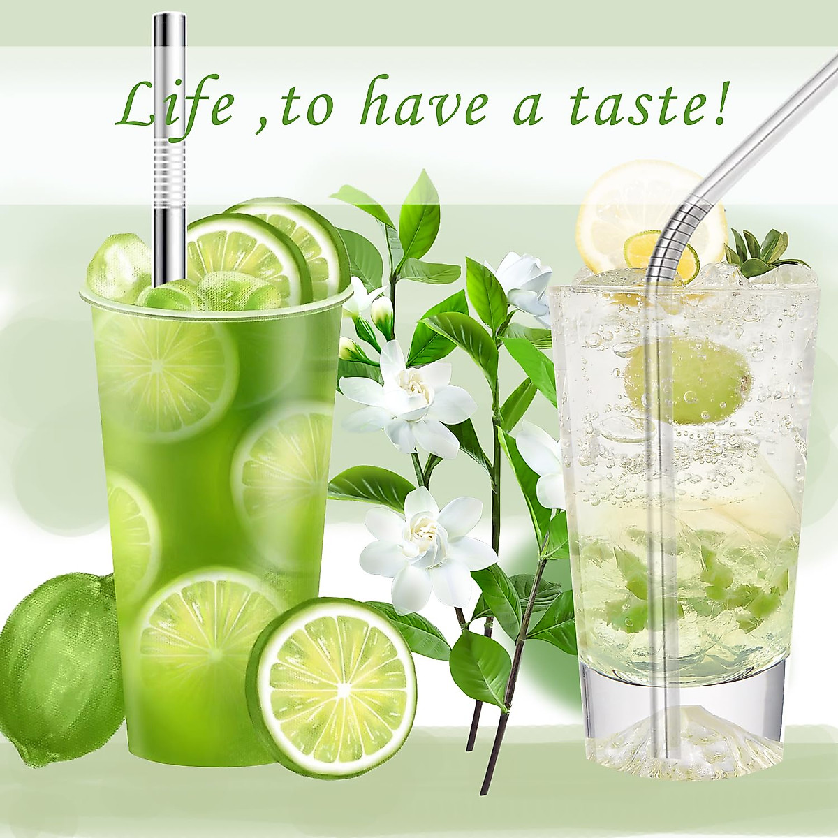 12-Pack Reusable Straws - Metal Straws Dishwasher Safe - Drinking Stainless Steel Straws for 20 oz and 12 oz Tumblers - 2 Cleaning Brushes Included