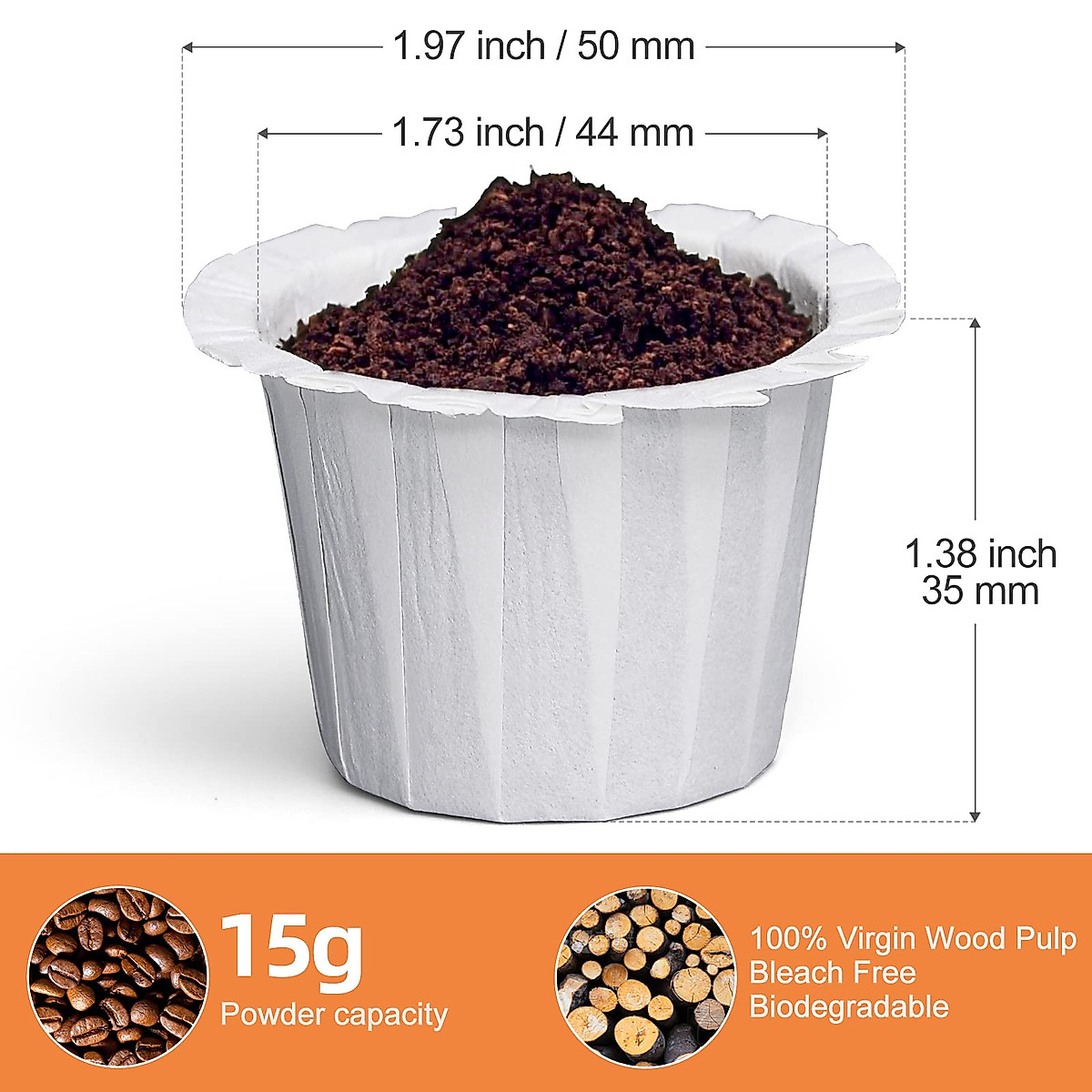 200 Count Fanativita K Cup Coffee Filters Disposable for Keurig Single Cup, Compatible with All Reusable K Cups (White)