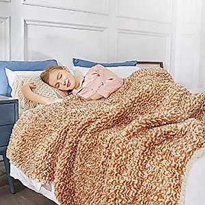 Lynnlov Throw Blanket, Super Soft Fuzzy Blanket for Couch, Sofa, Bed, Washable Lightweight Faux Rabbit Fur Blanket, Fluffy Thick Shaggy Warm Blanket with Laundry Bag, 50" x 60", Orange