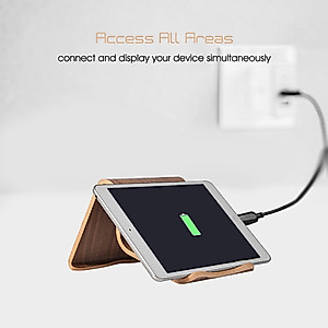 SAMDI Wood Tablet Stand, Wooden iPad Holder: Desktop Stand Holder Dock for new iPad 2017 Pro 9.7, 10.5, Air mini 2 3 4, Kindle, Nexus, Accessories, Tab, E-reader, other Tablets(4-13 inch)-Black Walnut