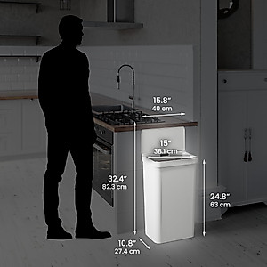 iTouchless Prime 13.2 Gallon Sensor Trash Can, Durable Dent-Proof Construction, Slim and Space-Saving Automatic Bin Great for Kitchen, Home, Office, Business, Garage, White Color Plastic