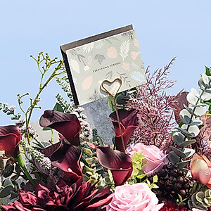 Mezchi 100 Pcs Metal Wire Floral Picks, 13 Inch Gold Place Card Holder Stand Picks, 10 Styles Wire Photo Menu Note Holder, Gift Card Holder for Wedding and Party Favor