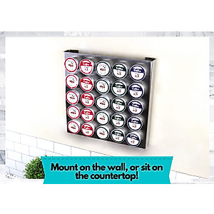Polar Whale 2 Brushed Stainless Steel Coffee Pod Organizer Storage Tray Counter Stand or Wall Mount Compatible with Keurig K-Cup KCup for Kitchen Home Office Waterproof 12 x 12 Inches Each Holds 25