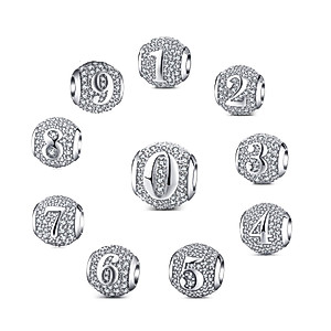 Sterling Silver Commemorative Number 1 Charm Bead fit Pandora 3mm Snake Bracelet for Women, 925 Number One Bead for Jewelry Making, Birthday Christmas Thanksgiving Day Gift Jewelry