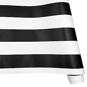 SimpleLife4U Black and White Stripe Self-Adhesive Shelf Liner Contact Paper 17.7 Inch By 9.8 Feet