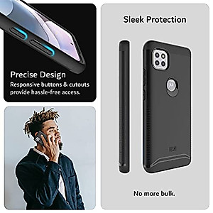 TUDIA DualShield Designed for Motorola One 5G Ace Phone Case, [Merge] Shockproof Military Grade Dual Layer Tough Slim Heavy Duty Protection for Moto One 5G UW Ace Case - Matte Black
